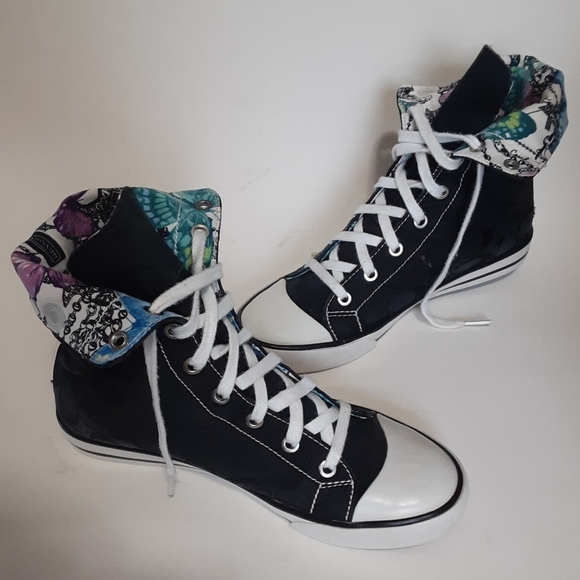 Coach | Shoes | Coach Leatherware Bonney Sneakers High Top Fold Over ...